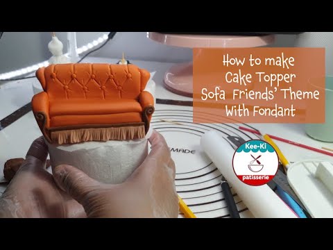 How to make easy cake topper Sofa / Couch with Fondant - YouTube