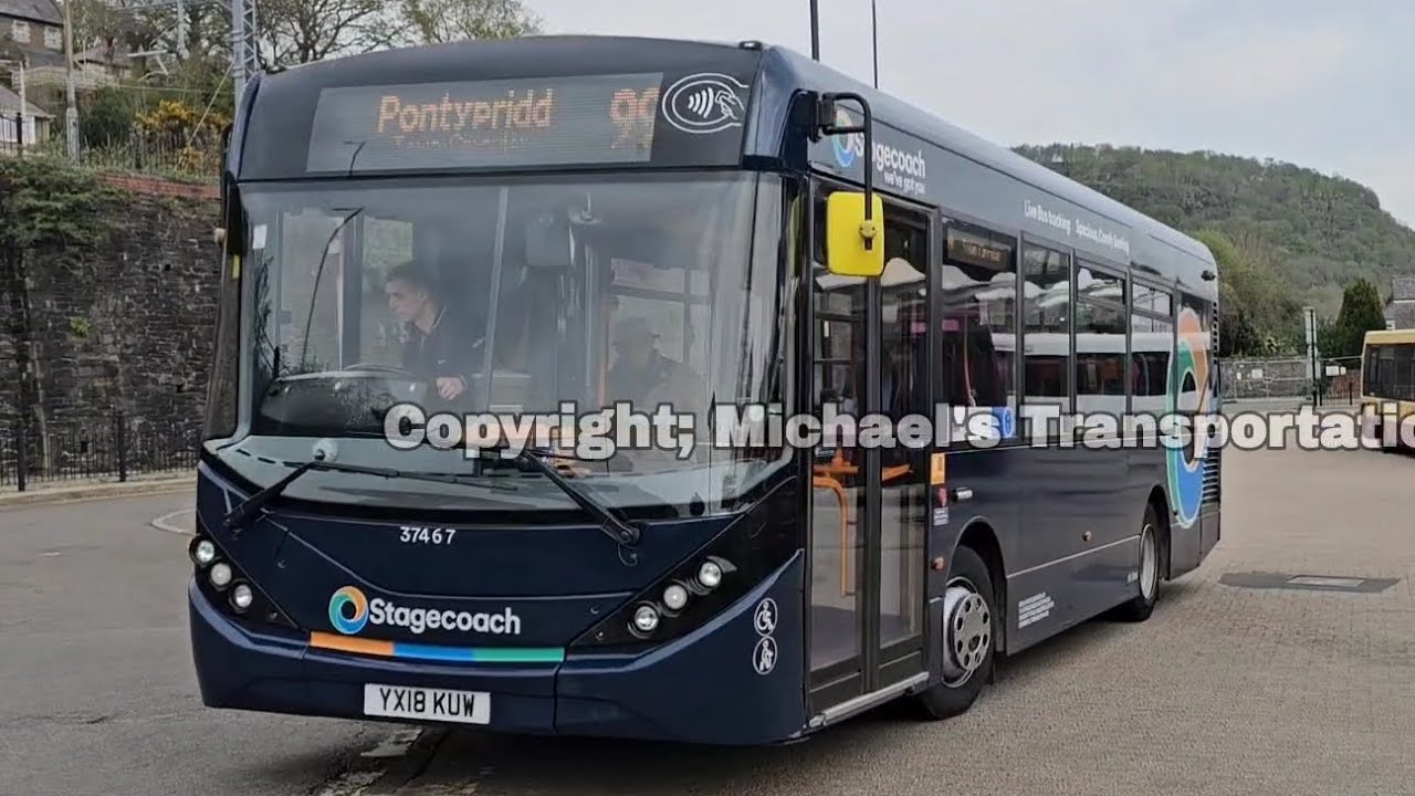 Stagecoach South Wales YX18 KUW (37467) departing Pontypridd Bus ...