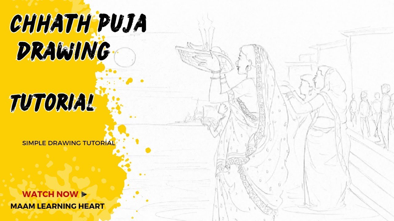 Chhath puja drawing easy || chhath puja drawing hard_maam learning ...