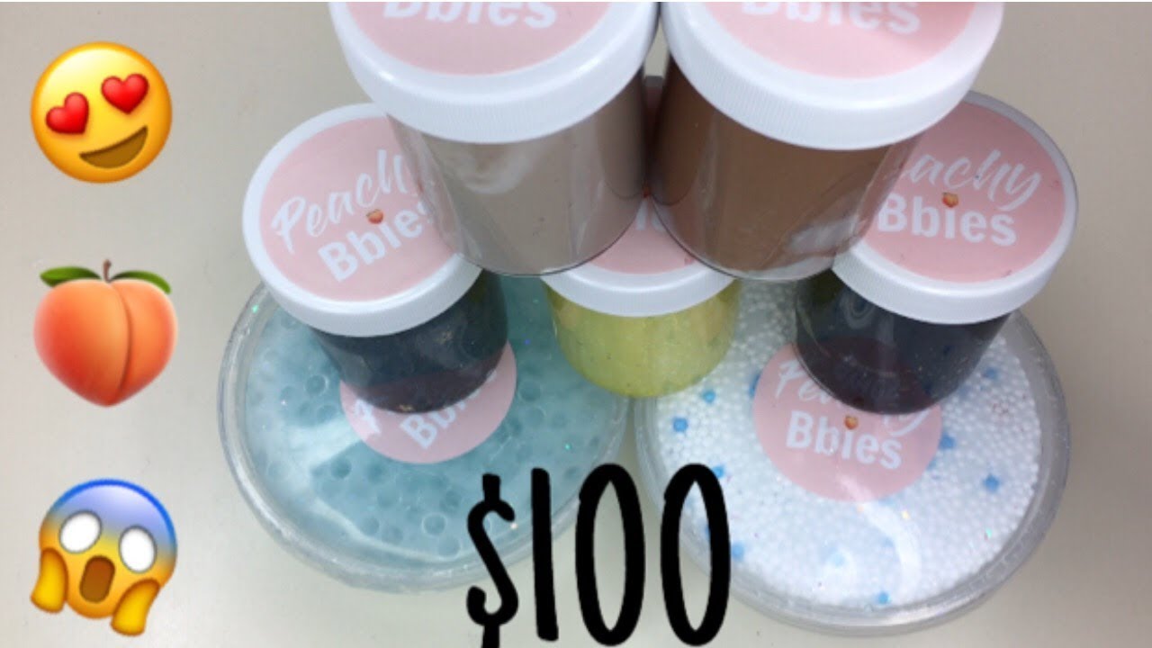 100 Peachybbies Slime Package Review Youtube