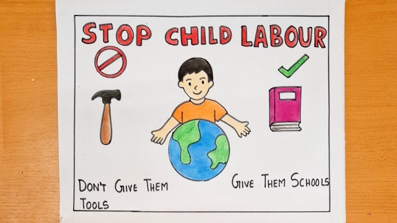 World Day Against Child Labour Drawing / Stop Child Labour Poster ...