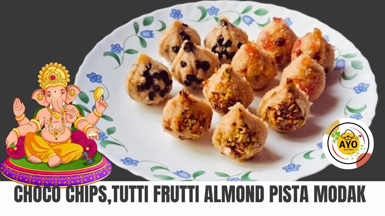Choco chips Tutti Frutti Almond Pista Modak Recipe | अलग-अलग स्वाद भरी ...