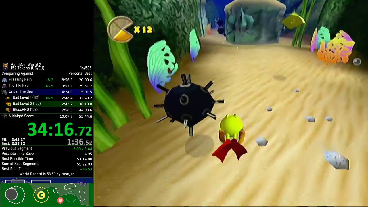 Pac-Man World 2 - Shark Attack - 152 Tokens Speedrun In 2:20.273【WR On ...