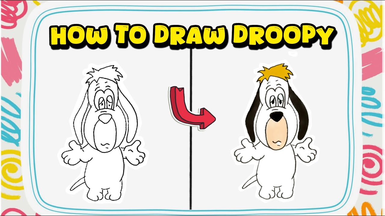 How to Draw Droopy – Classic Cartoon Character Drawing - YouTube