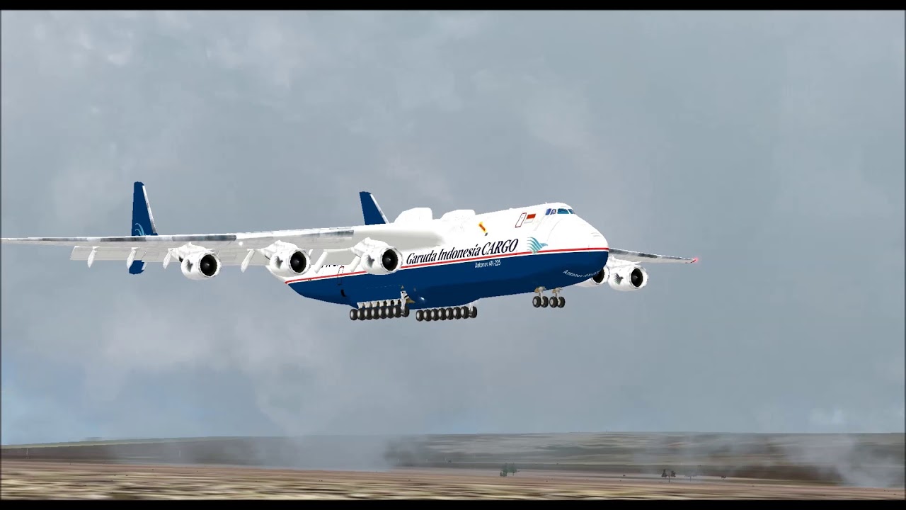 ANTONOV AN 225 GARUDA INDONESIA CARGO LANDING AT GUARULHOS INTL AIRPORT ...