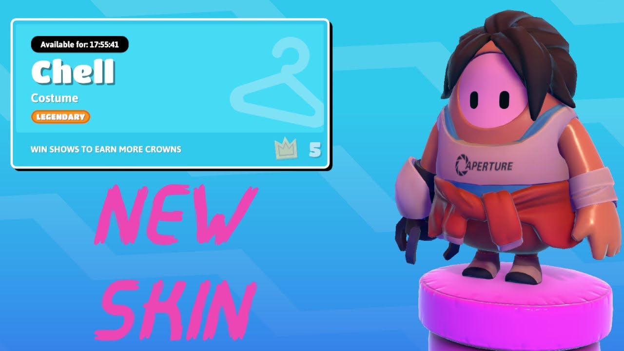 FALL GUYS CHELL SKIN GAMEPLAY! (NEW FEATURED ITEMS PORTAL COLLAB ...