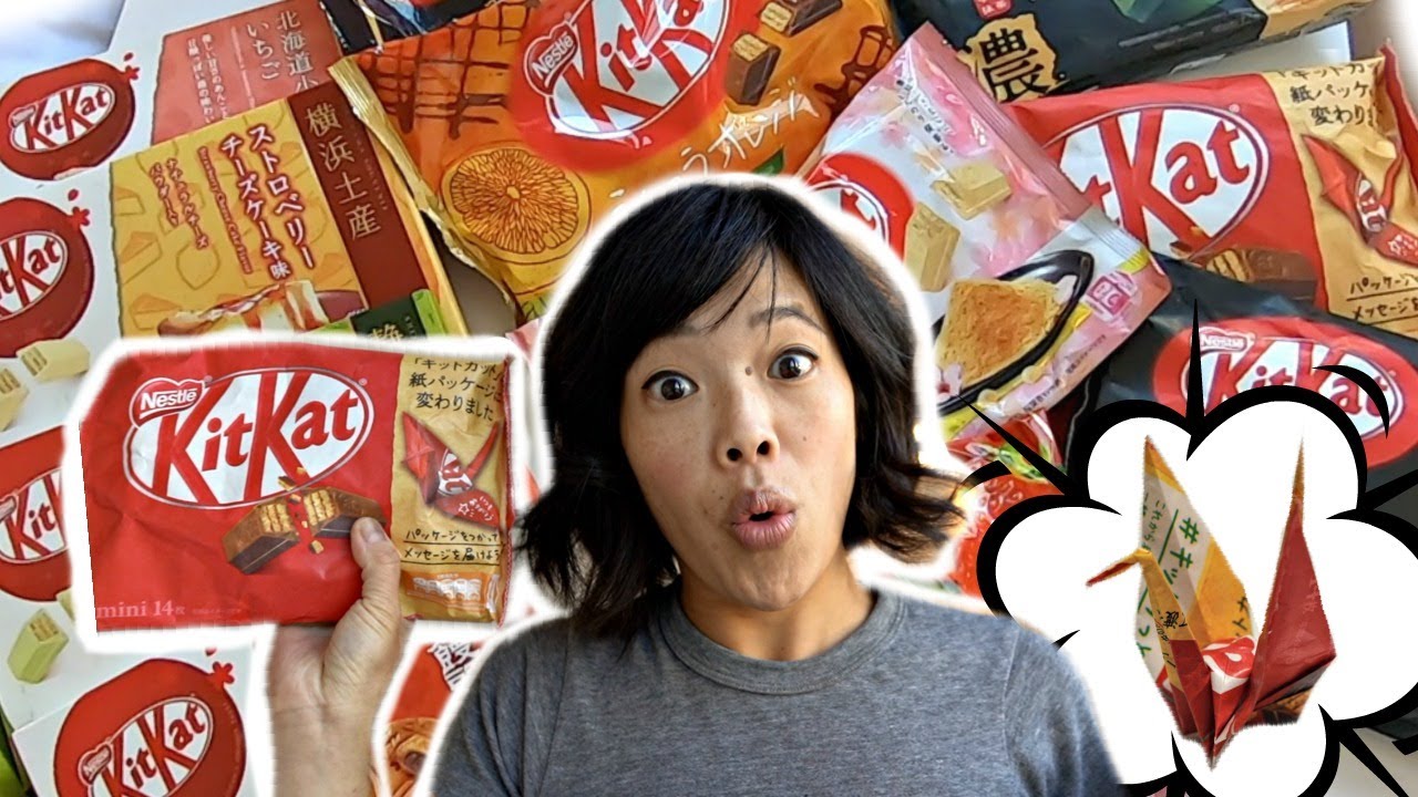 MEGA Japanese KitKat Taste Test in Japan 16 FLAVORS -- special origami ...