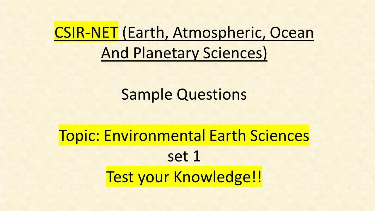 CSIRNET EARTH, ATMOSPHERIC, OCEAN AND PLANETARY SCIENCES sample ...