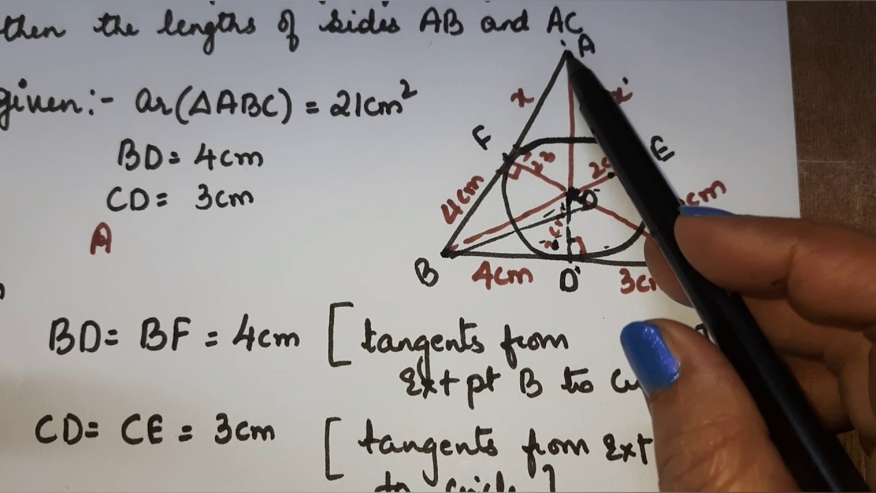 A triangle ABC is drawn to circumscribe circle of radius 2cm such that ...
