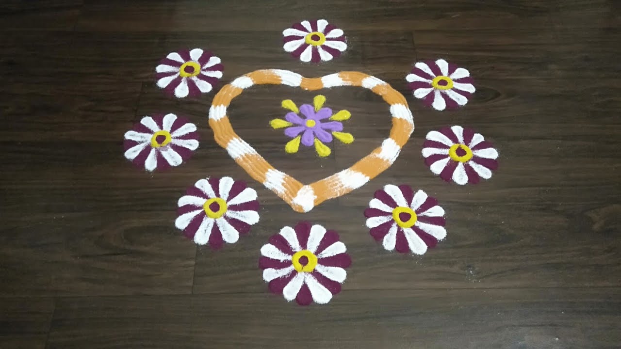 Heart ️ shape rangoli - YouTube