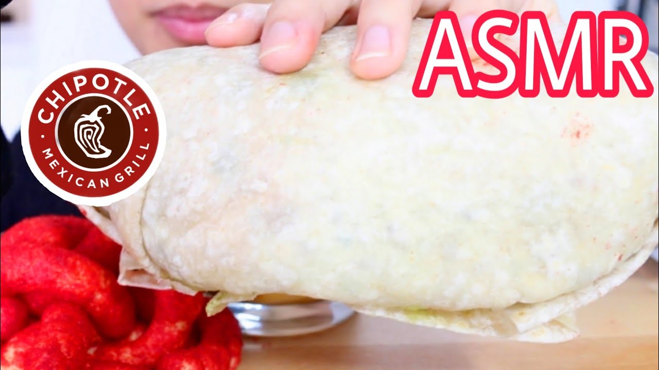 ASMR CHIPOTLE GIANT CHICKEN BURRITO + SPICY NUCLEAR SAUCE EATING SOUNDS ...