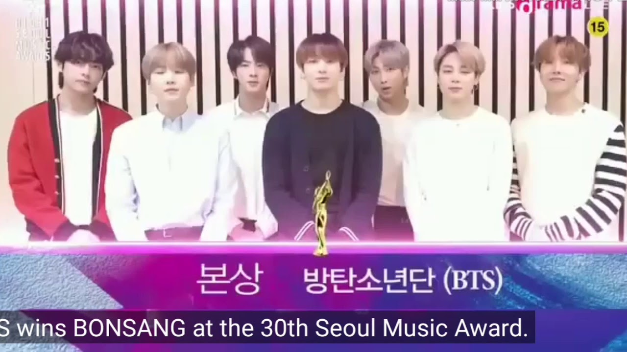 BTS wins BONSANG at Seoul Music Award 2020 - YouTube