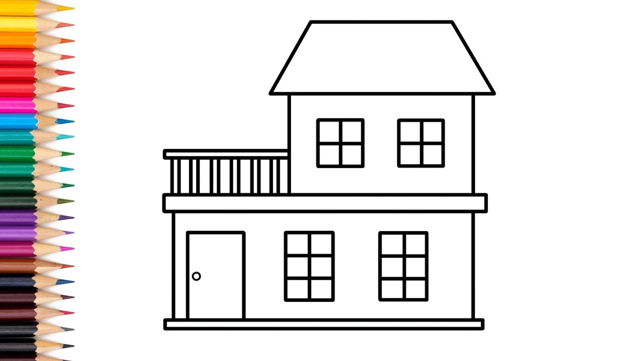 Cara menggambar rumah tingkat yang bagus dan mudah untuk pemula - YouTube