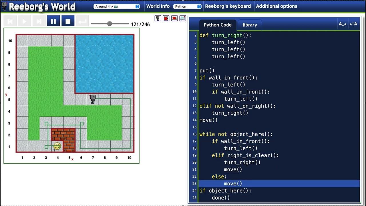 Reeborg's World Around 4 | Python Solution - YouTube