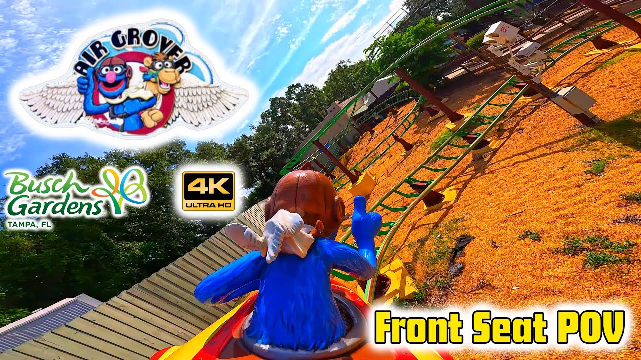 [4K] Air Grover - Junior Roller Coaster | Front Seat POV | Busch ...