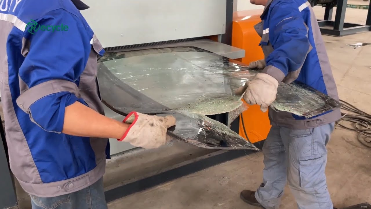 PVB Laminated Glass Separator For Car Windshield Recycling - YouTube