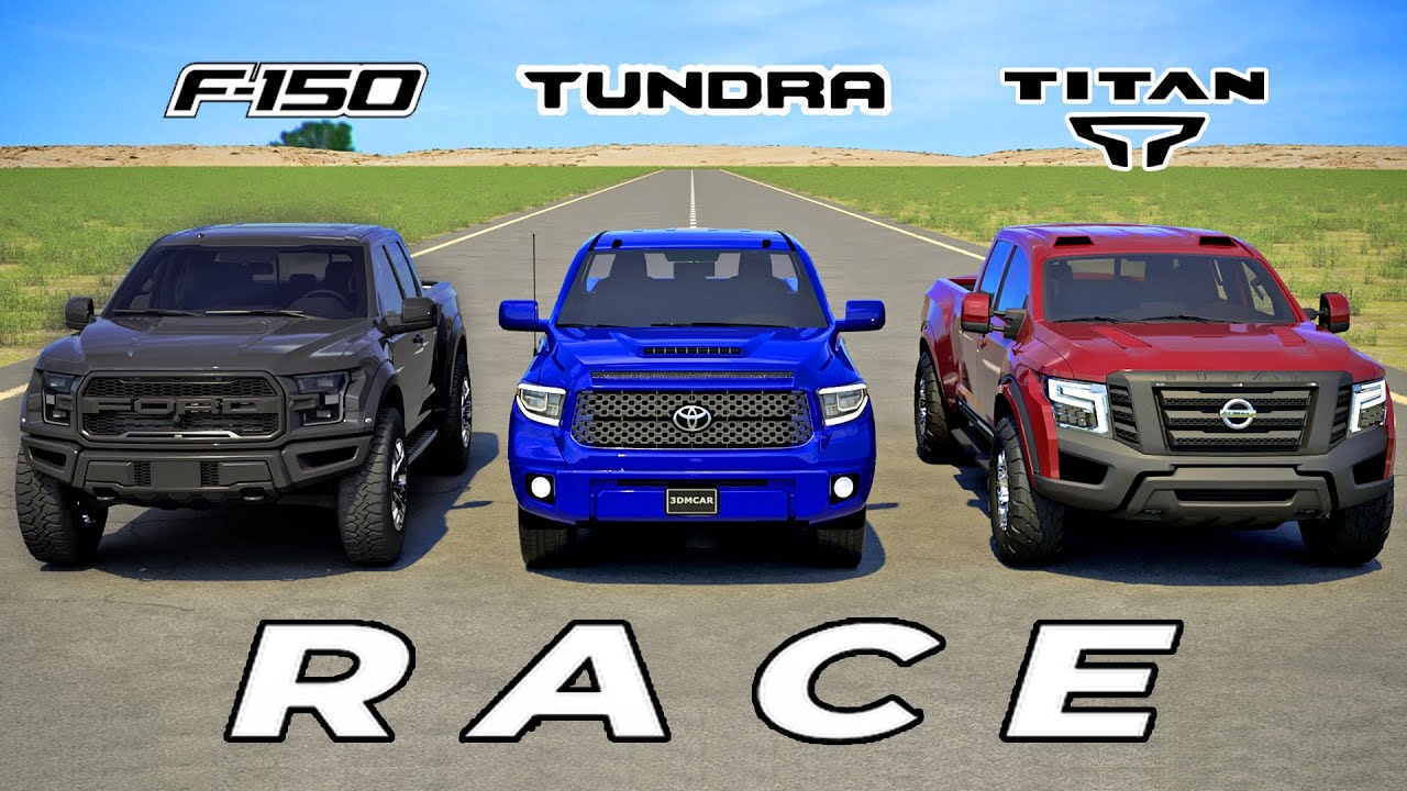 Ford F150 VS Nissan Titan VS Toyota Tundra Drag Race | 3DMCAR - YouTube