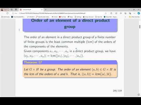 Lecture 44 - Order Of An Element Of A Direct Product Group Implemented in Rust - YouTube