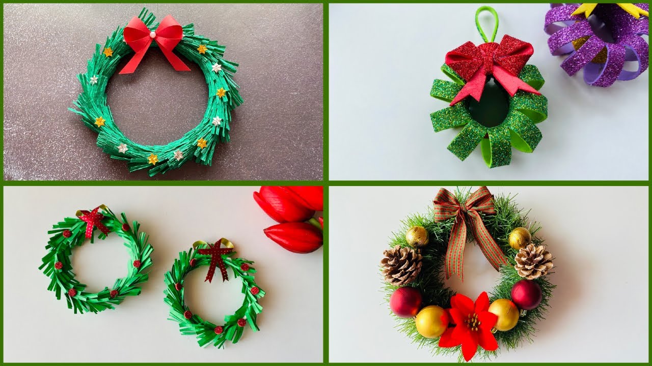 4 Easy Christmas Wreath | Christmas Wreath making ideas at home | How ...