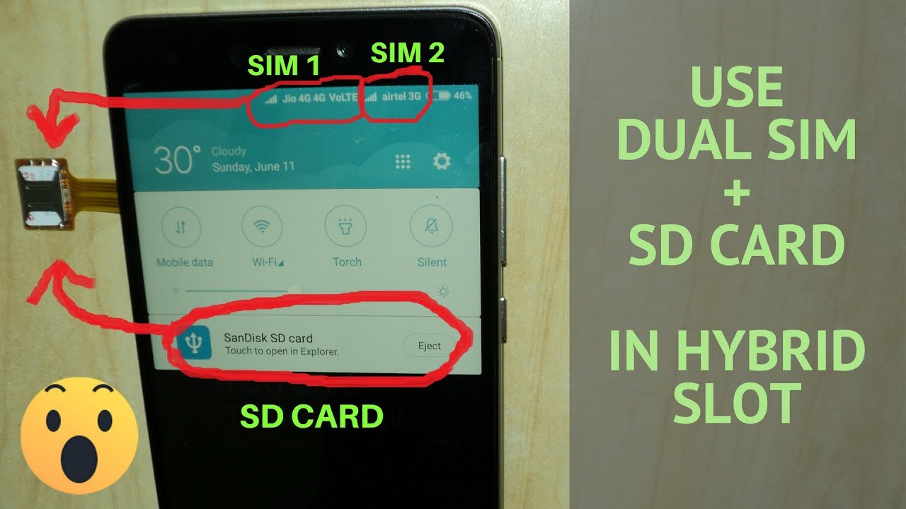 How To Use 2 SIM cards + SD Card In Hybrid Slot | Hybrid SIM slot ...
