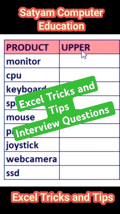 Interview Questions In Excel Upper Formula In Excel Windows Excel Short Excelshorts