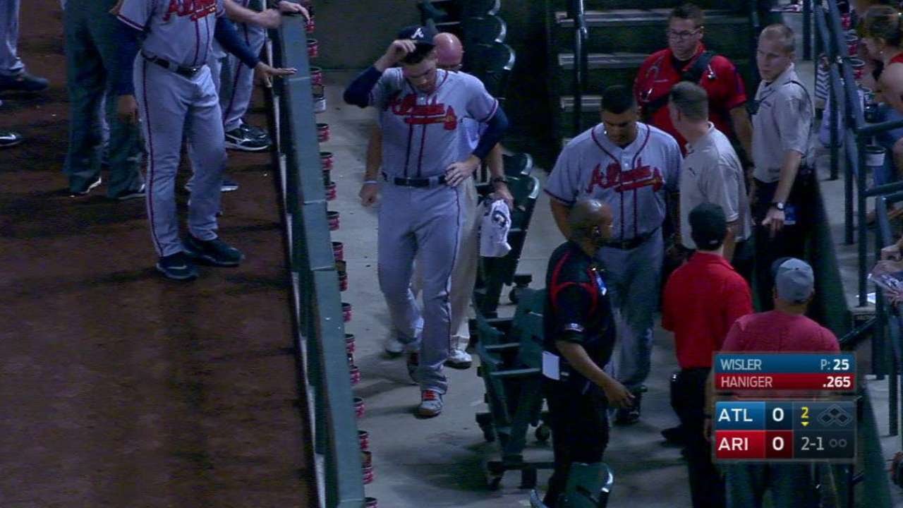 ATL@ARI: Freeman tumbles over railing, stays in game - YouTube