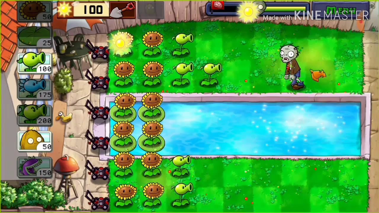 Plants vs Zombies pool level 1 - YouTube