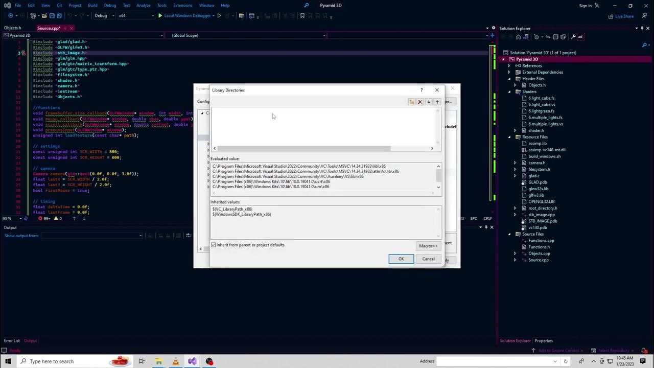 3d Pyramid Objects And Color Light Cubes With C Opengl And Glfw Youtube