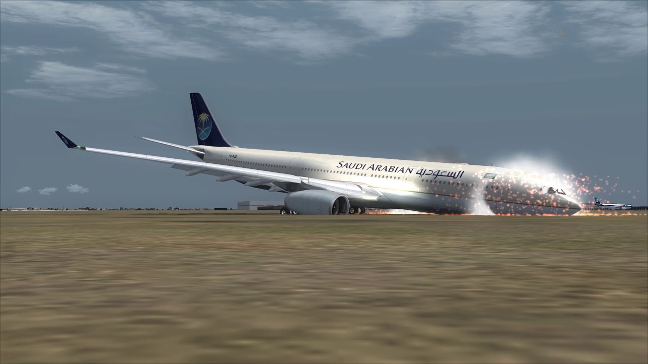 SAUDIA A330 crashed at Jeddah Gear Failure - YouTube