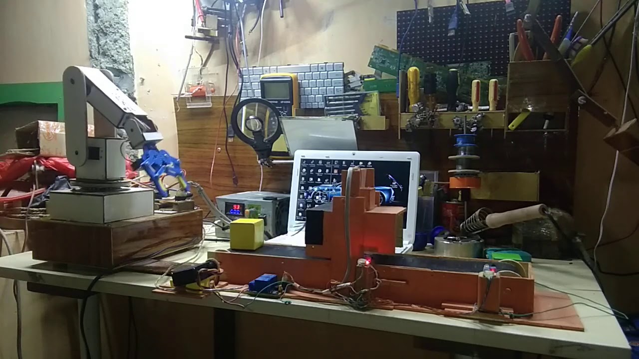 Testing Color Sorting Robot Arms Arduino With Conveyors Youtube