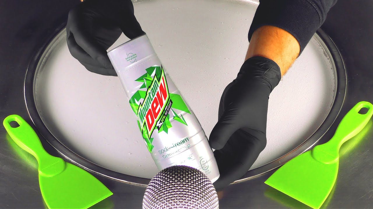 ASMR - Mountain Dew Ice Cream Rolls | how to make Mountain Dew to Ice Cream - tapping ...