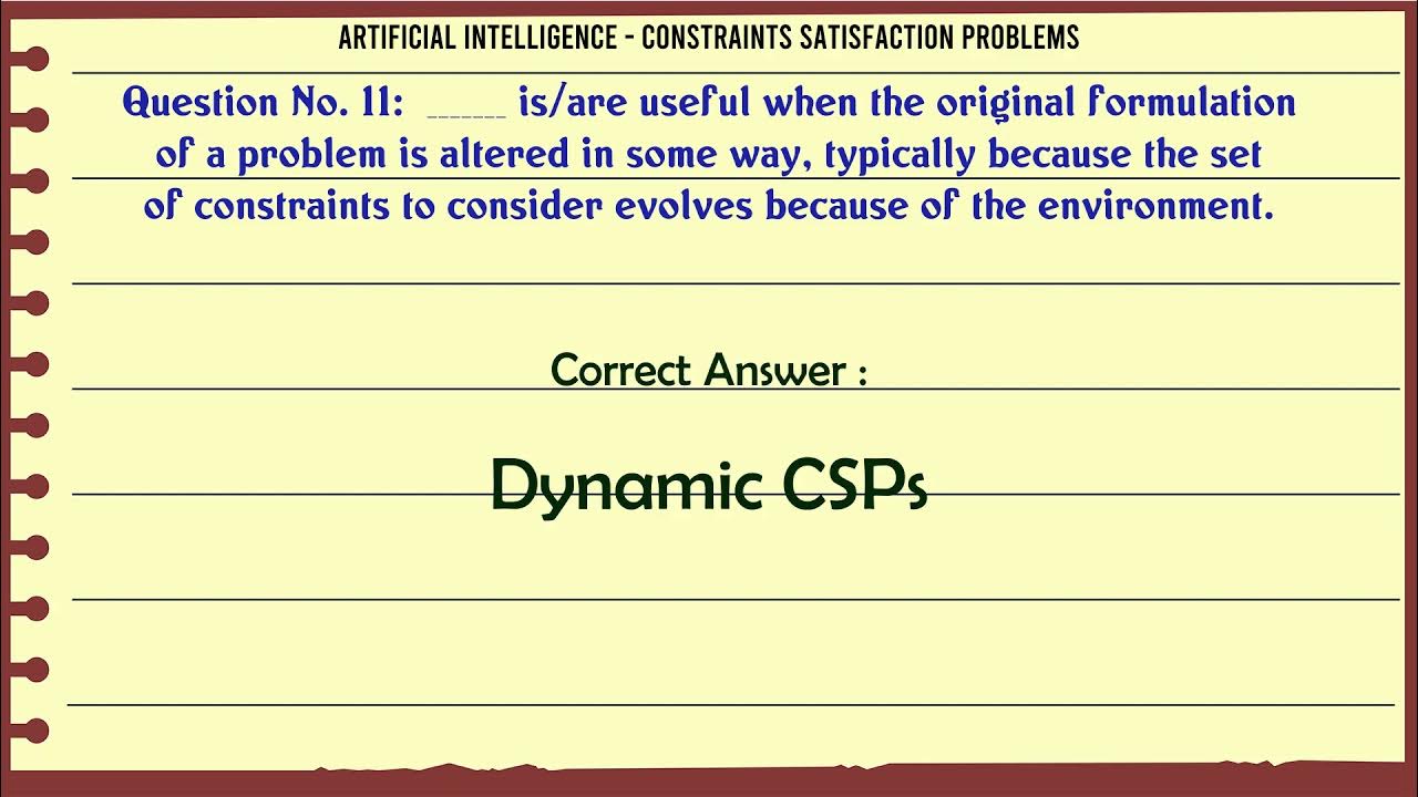MCQ Questions Constraints Satisfaction Problems with Answers - YouTube