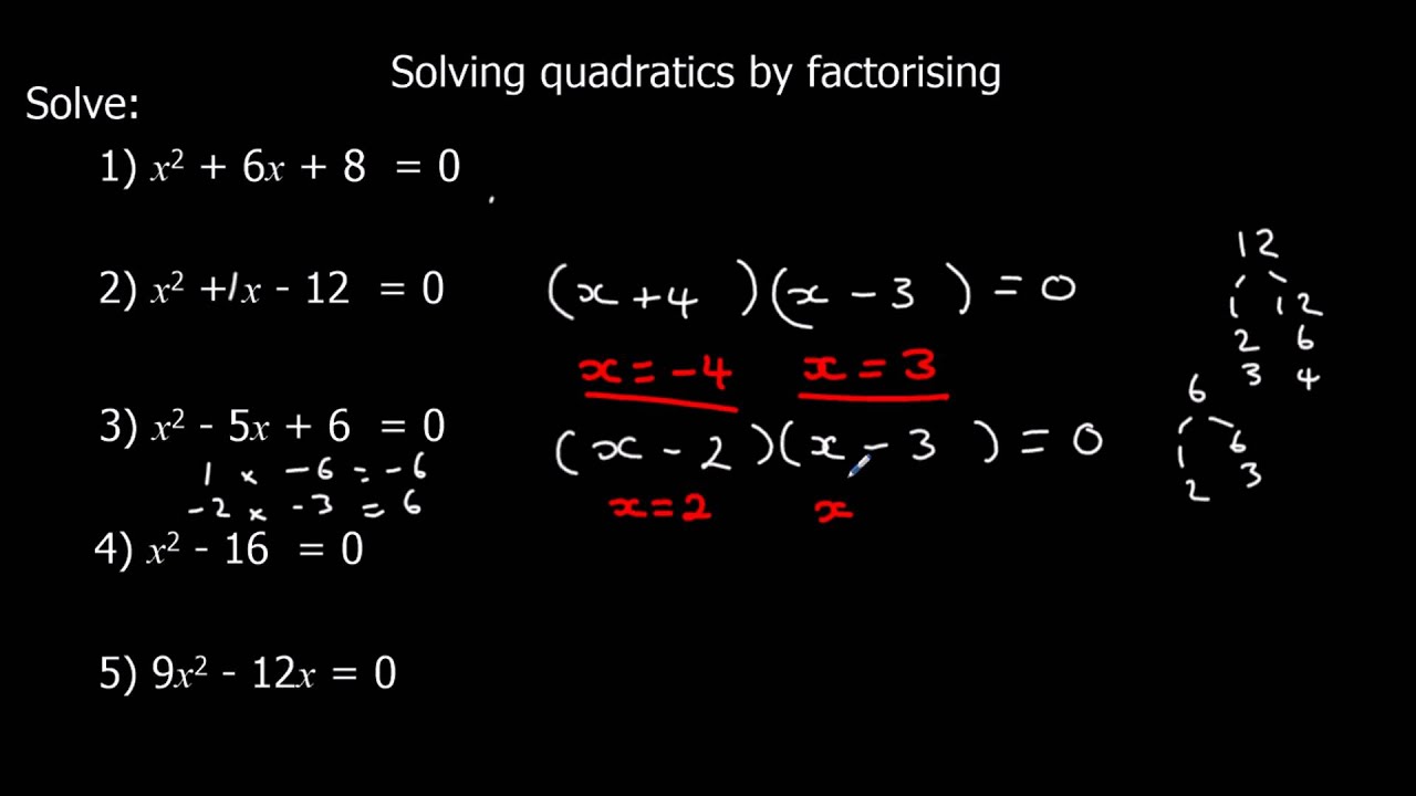 Solving Quadratics By Factorising YouTube