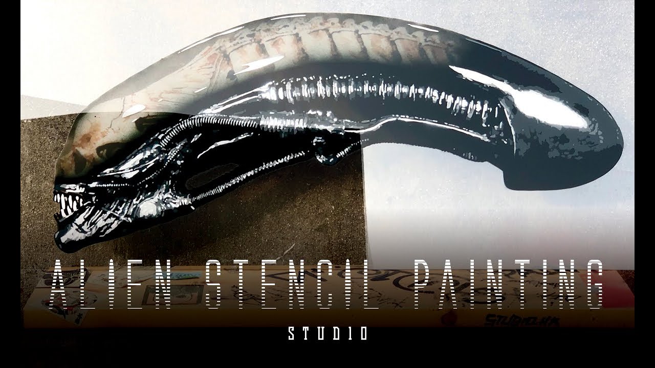Alien-Stencil Art Spray painting - YouTube