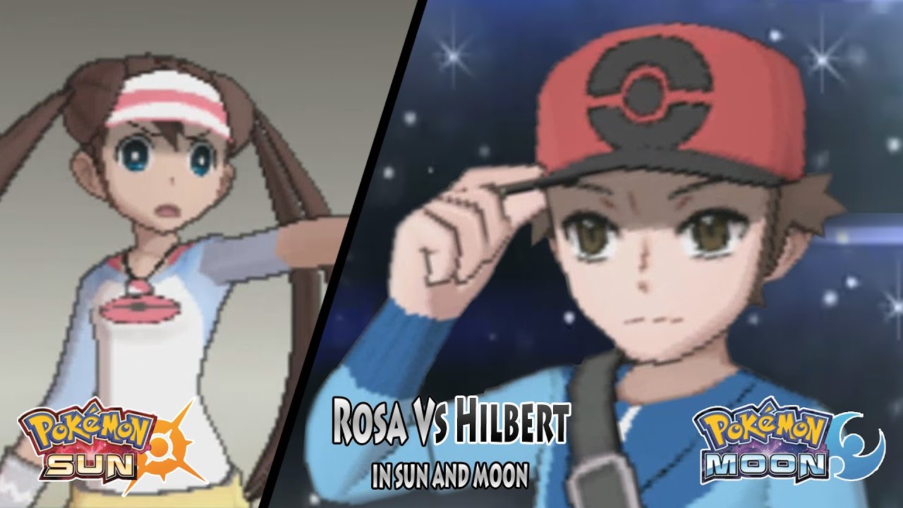 Pokemon Sun and Moon: Rosa Vs Hilbert (Vs Trainer Hilbert) - YouTube