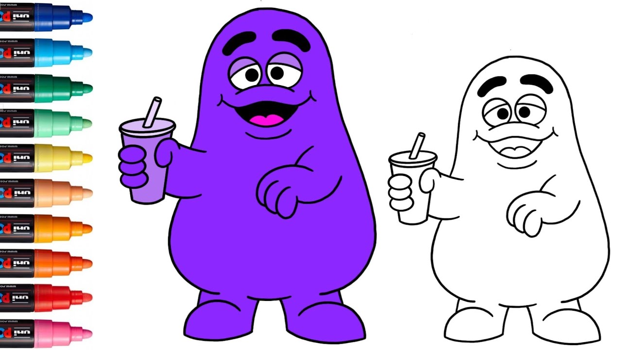 How to Draw Grimace Shake Cute Easy Tutorial from Mcdonald's - YouTube