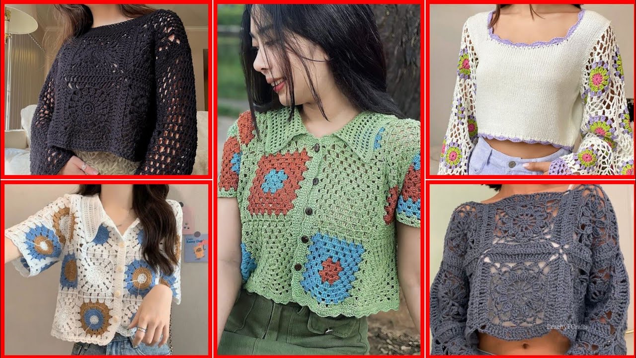 Granny square blouse patterns (free or paid)Flattering crochet blouse ...