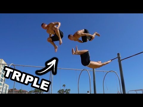 Triple Flip And Parkour at Santa Monica Beach!