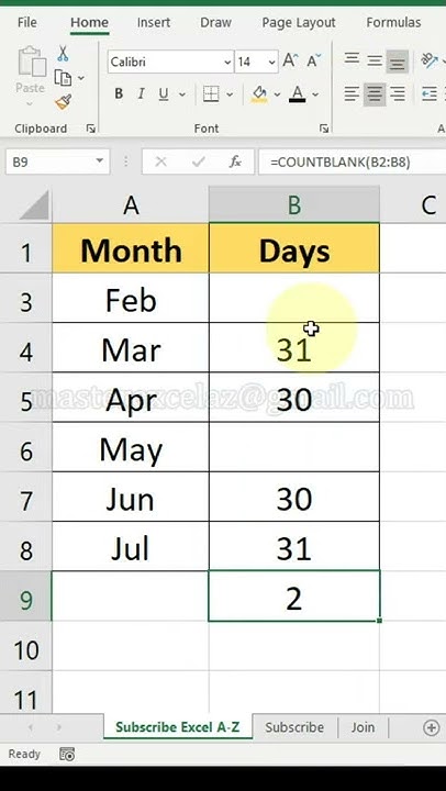 Countblank function in excel | #Shorts - YouTube
