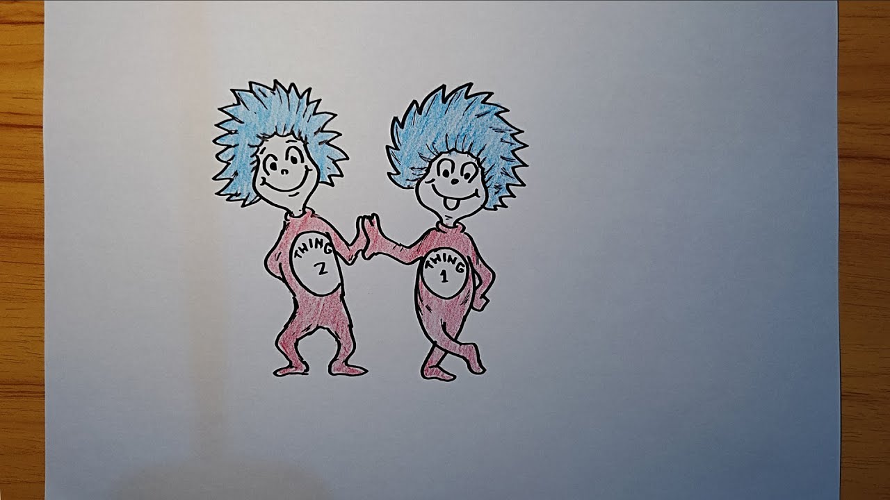 How to Draw Dr Seuss Character - Thing 1 and Thing 2 - YouTube