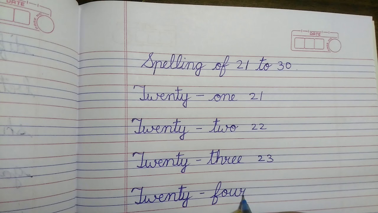 21 to 30 spelling in cursive handwriting - YouTube