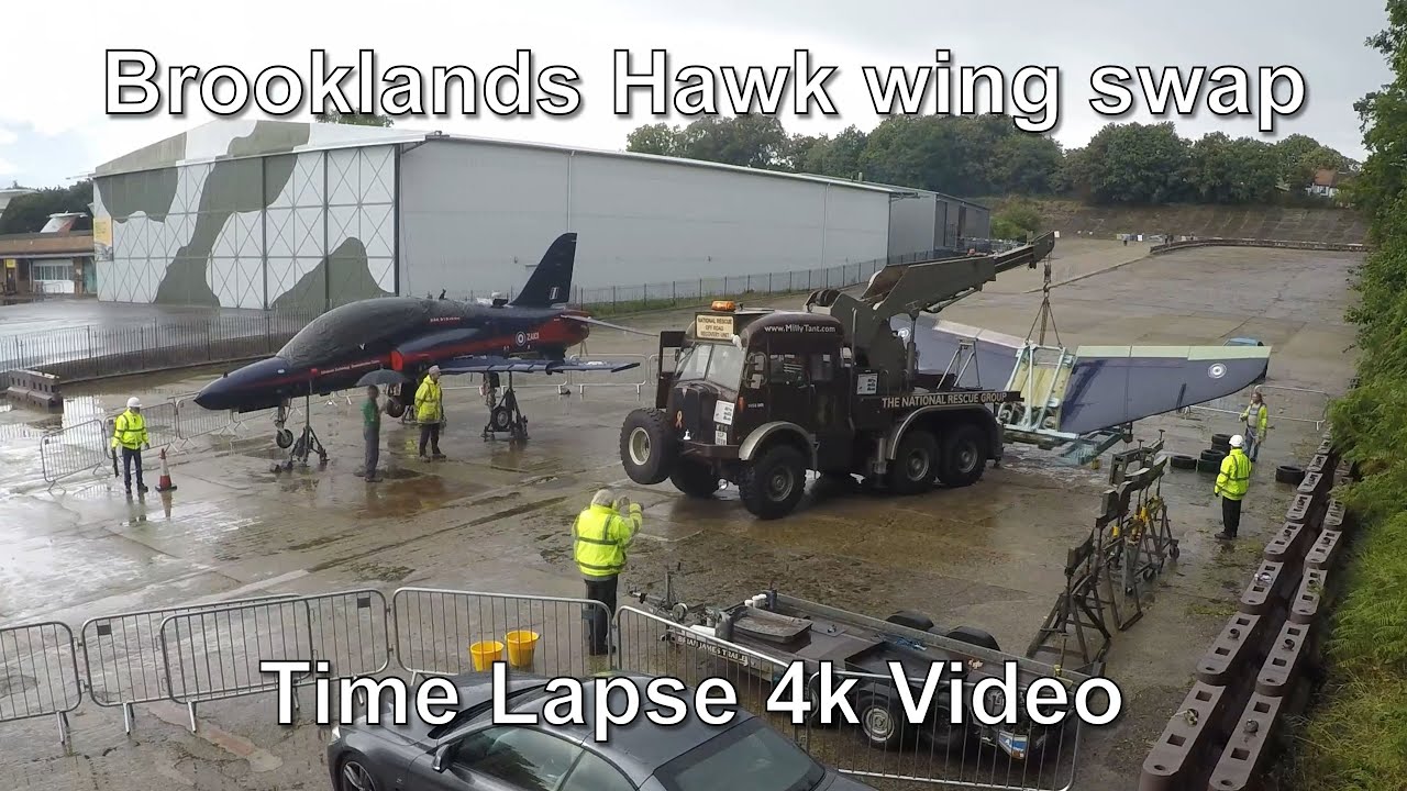 Brooklands Hawk Wing Swap a short 'time-lapse' video - YouTube