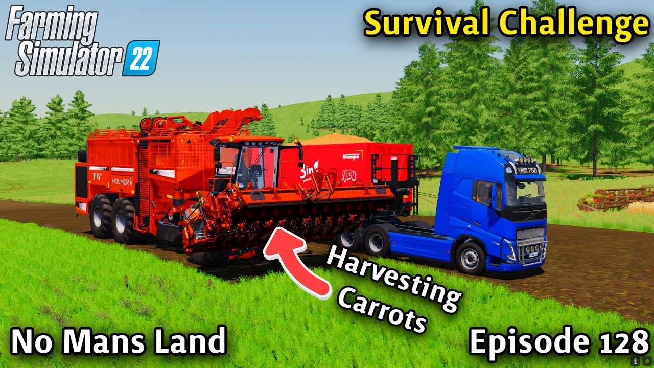 FS22 Survival Challenge On No Mans Land Hard Mode Ep 128 HARVESTING ...