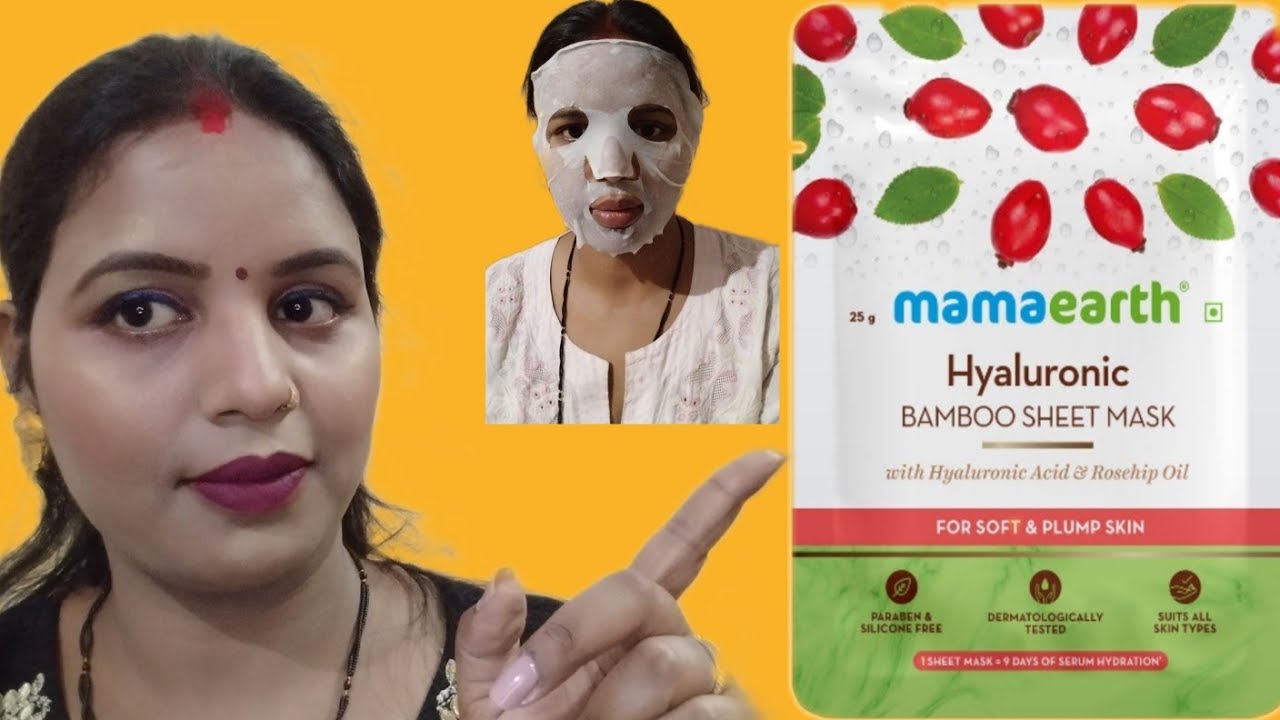 mamaearth|| hyaluronic bamboo sheet mask#review &demo || must watch ...