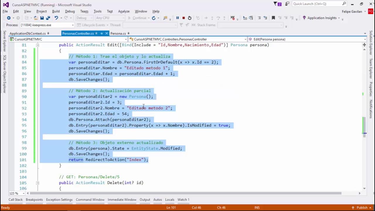 Entity Framework actualizar registro | Entity Framework 6 | Programando en ASP.NET MVC 5 - YouTube