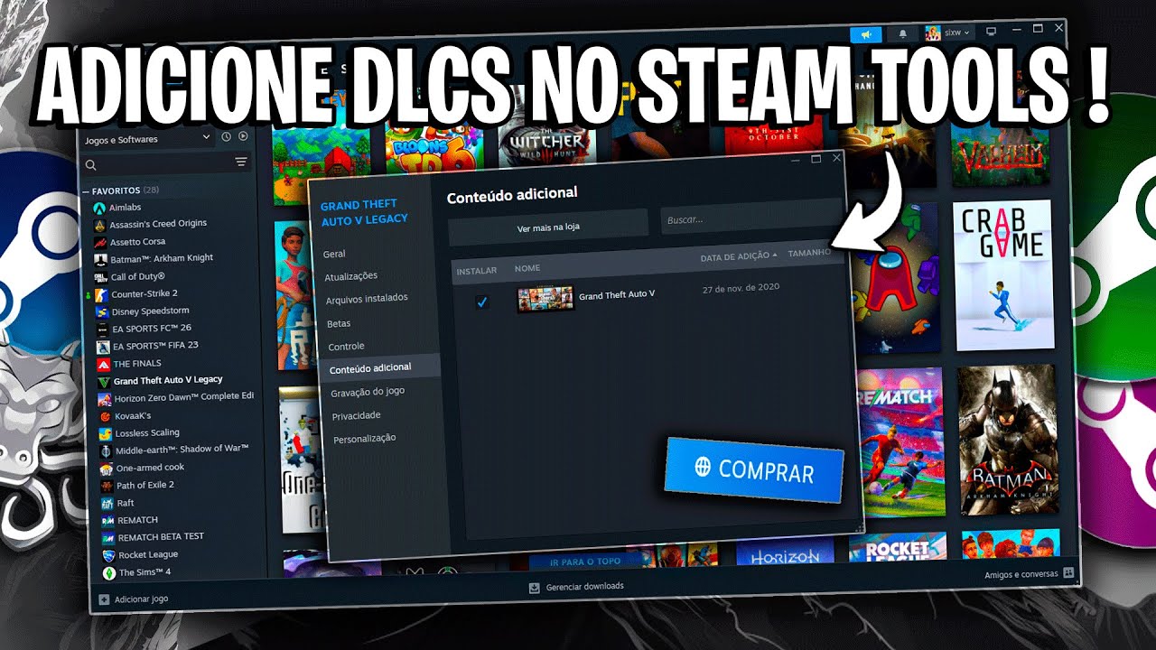 COMO ADICIONAR DLCS USANDO O STEAM TOOLS EM 2026 ! - YouTube