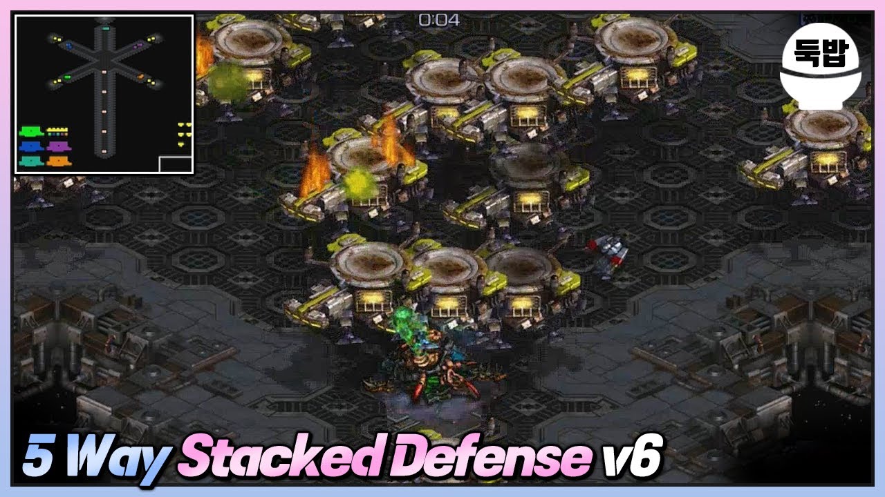 5 Way Stacked Defense v6 유즈맵【5 방향 스택 디펜스 v6】 - YouTube