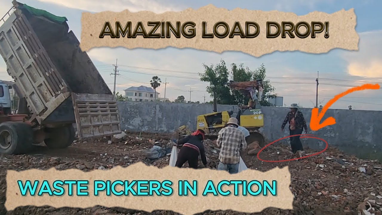 AMAZING LOAD DROP! WASTE PICKERS IN ACTION. - YouTube
