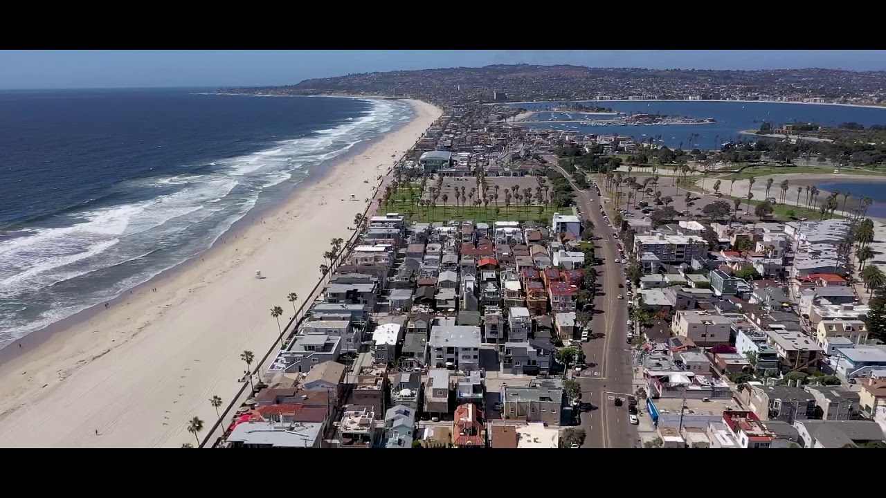Aerial views of Mission Beach, San Diego - YouTube