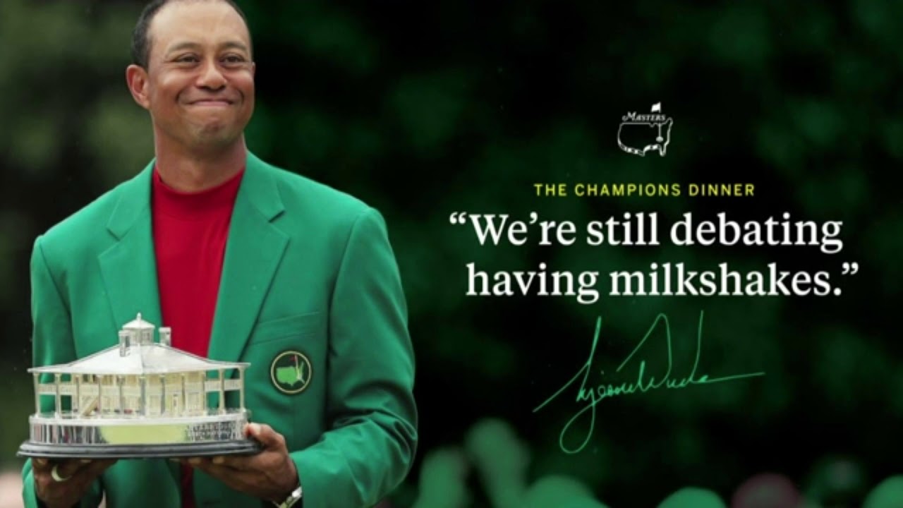 Tiger Woods dinner menu as The Masters champion - YouTube